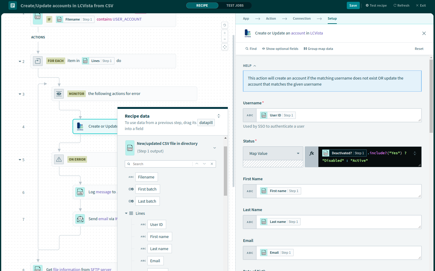 LCvista Connection for CSV files – LCvista Knowledge Base